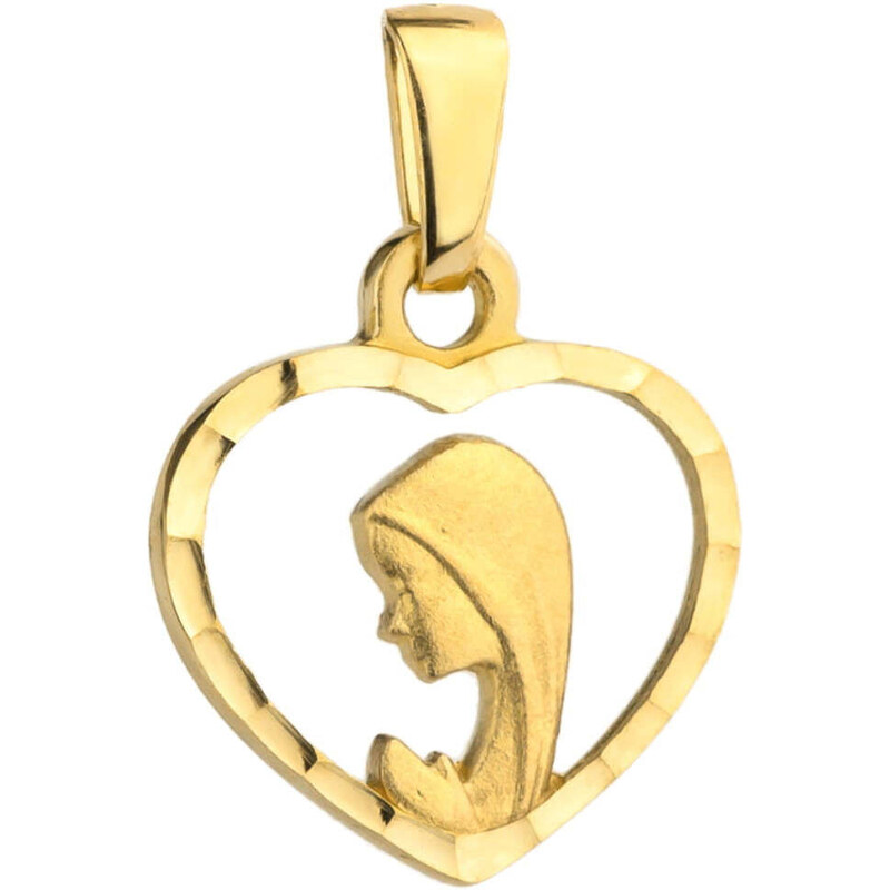 iDiamonds Medalion Inima Aur 14k cu Maica Domnului - GLAMI.ro