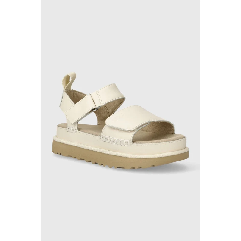 UGG sandale de piele Goldenstar femei, culoarea bej, cu platforma ...