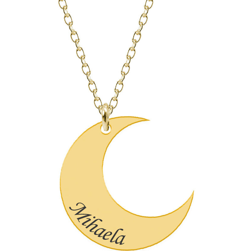 Bijuterii Personalizate Moon - Colier din argint placat cu aur galben ...
