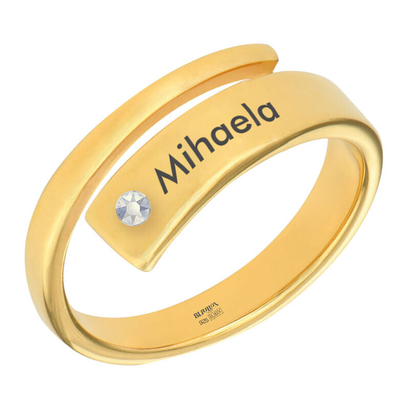 Bijuterii Personalizate Clara - Inel personalizat cu nume asimetric reglabil din argint 925 ...