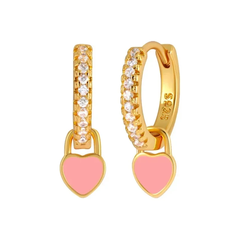 DELIS Cercei argint 925, JW1039, model inima roz, placati cu aur - GLAMI.ro