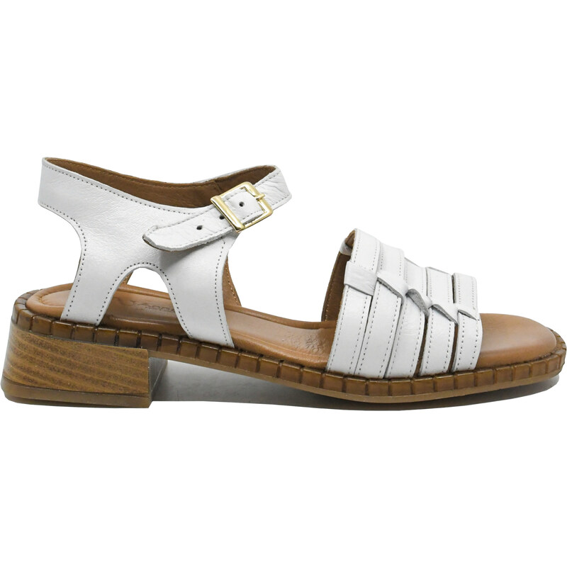 Sandale dama Anna Viotti albe din piele naturala cu barete delicate ...