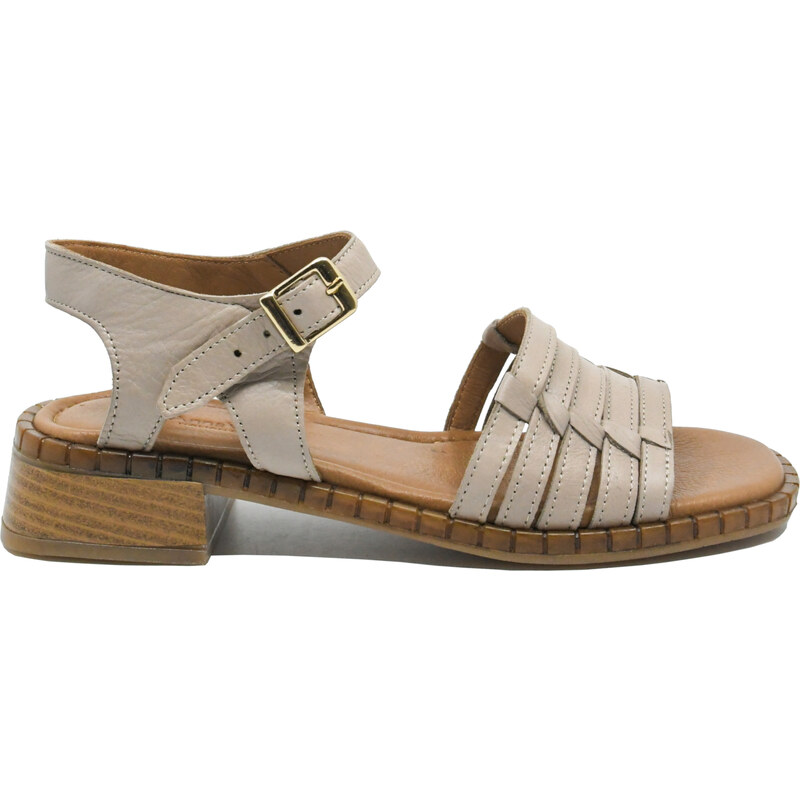 Sandale dama Anna Viotti gri deschis din piele naturala cu barete ...