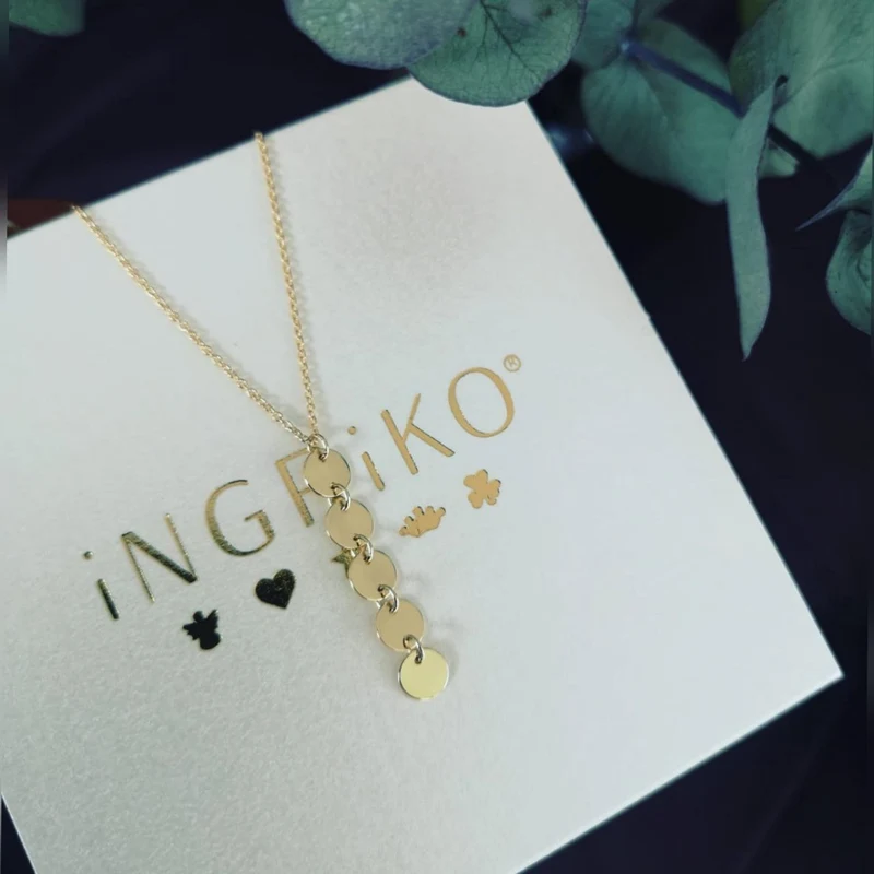 iNGRiKO Lantisor aur dama cu pandantiv banuti - GLAMI.ro