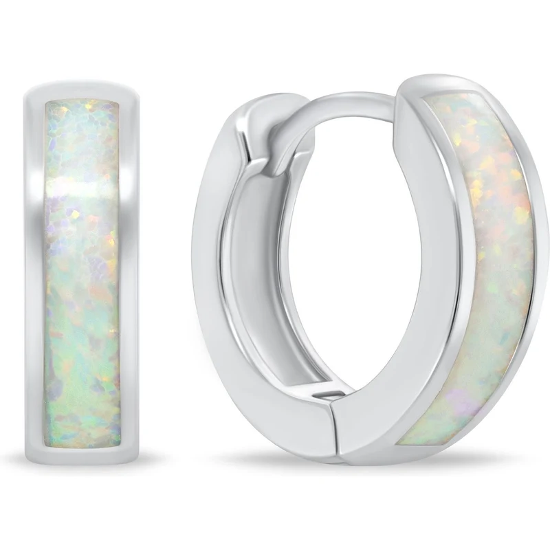 Brilio Silver Cercei rotunzi de argint cu opal alb EA1047W - GLAMI.ro