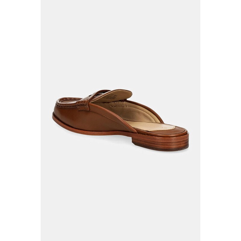 Lauren Ralph Lauren slapi de piele Wynnie Mule femei, culoarea maro ...