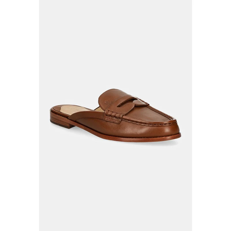 Lauren Ralph Lauren slapi de piele Wynnie Mule femei, culoarea maro ...