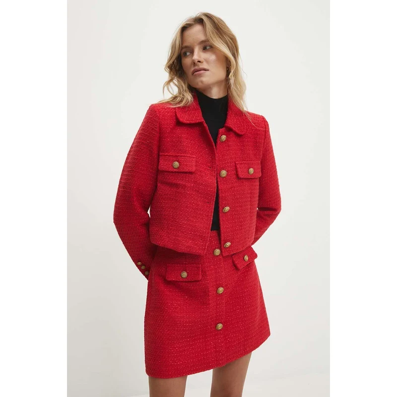 Answear Lab sacou culoarea rosu, un singur rand de nasturi, neted ...