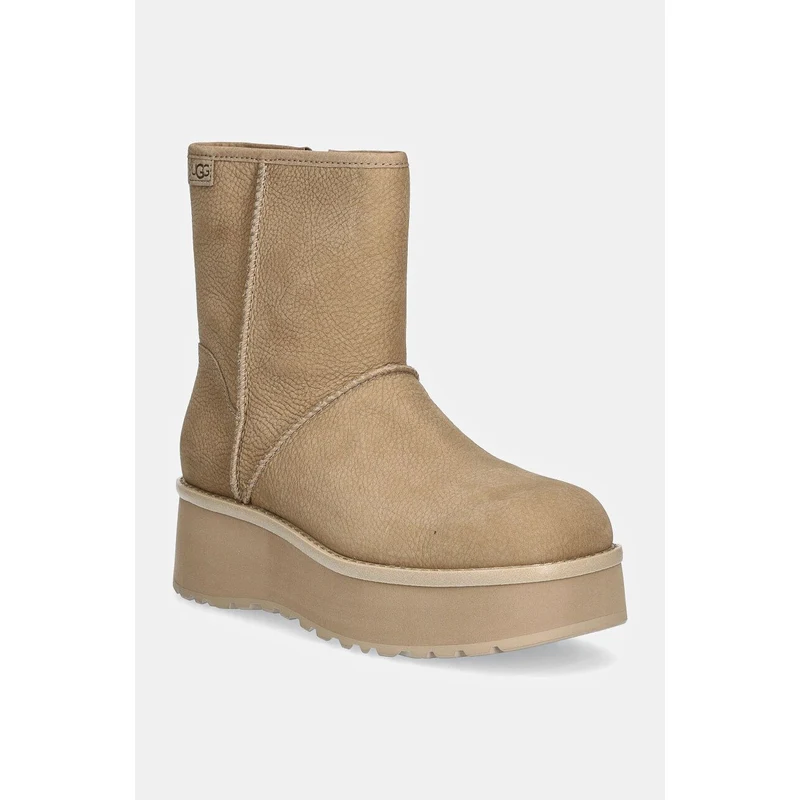 UGG cizme de piele Cityfunc Mid culoarea bej, cu platforma, 1163030 ...