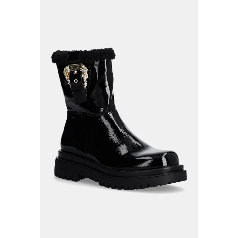 Versace Jeans Couture botine Drew femei, culoarea negru, cu platforma ...