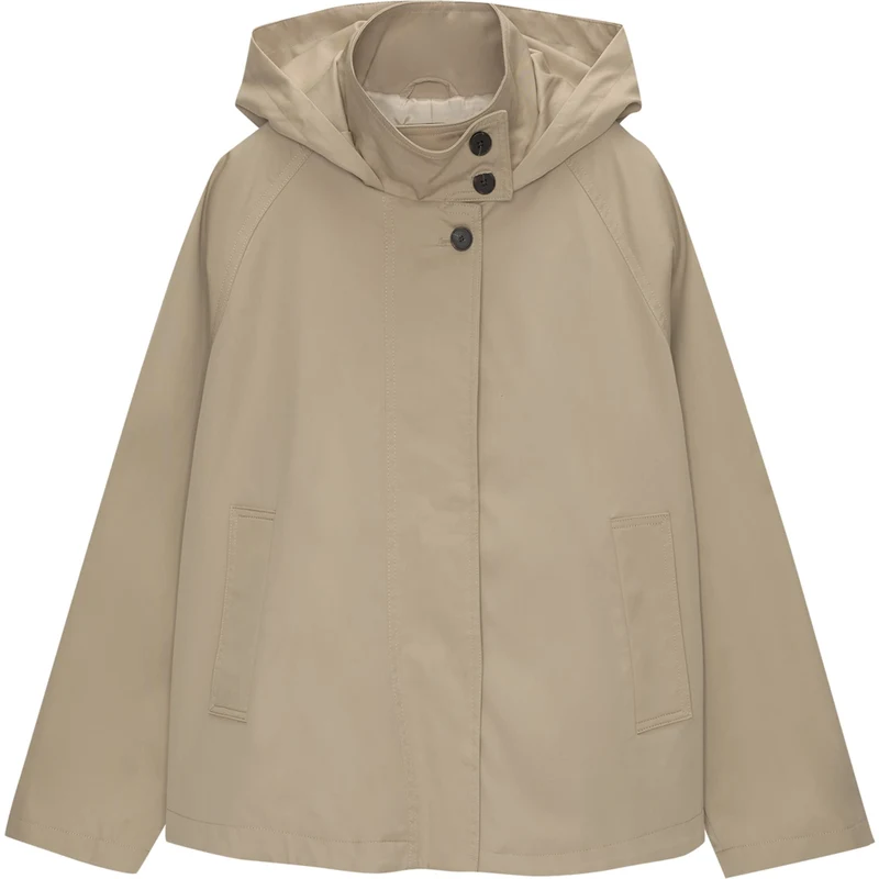 Pull&Bear Geacă de primăvară-toamnă maro cappuccino - GLAMI.ro