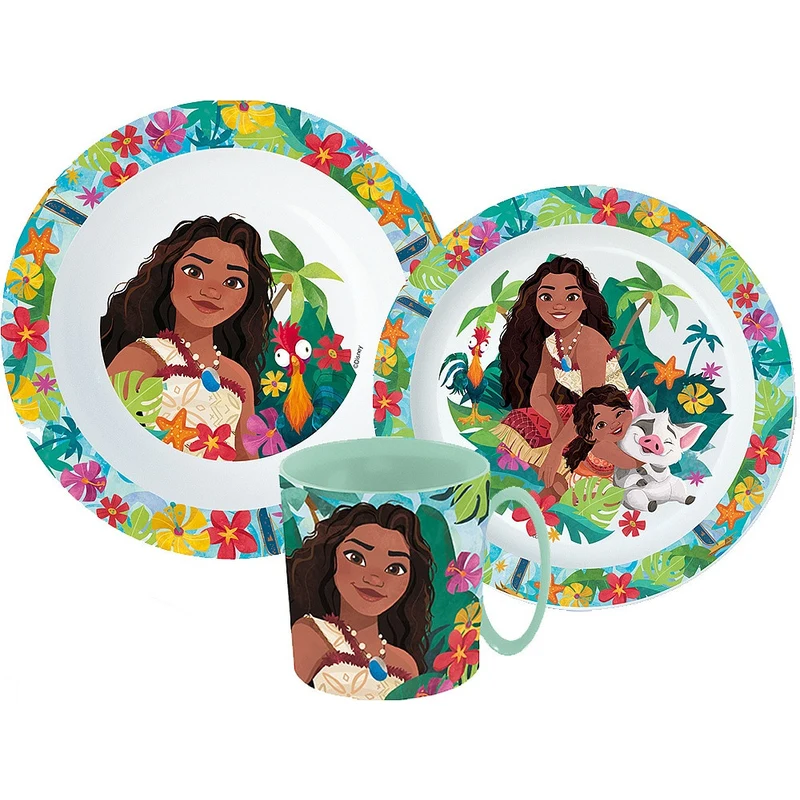Disney Vaiana Lagoon set de masă, set din microplastic cu cană 350 ml ...