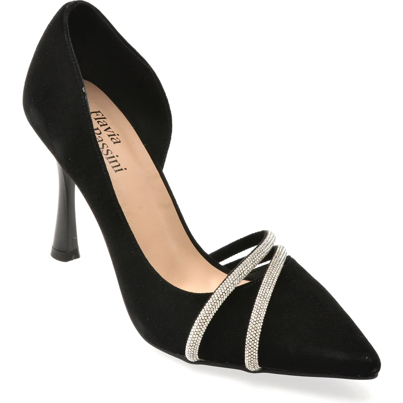 Pantofi eleganti FLAVIA PASSINI negri, V8770, din piele intoarsa - GLAMI.ro
