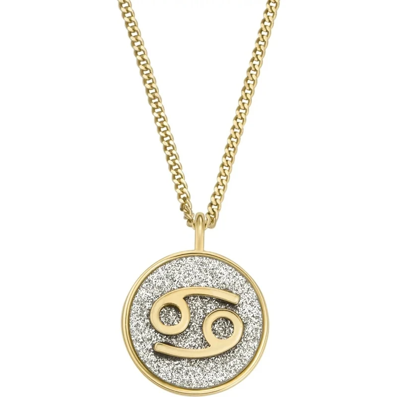 Fossil Colier placat cu aur cu semnul zodiacal Rac JOA00949710 - GLAMI.ro