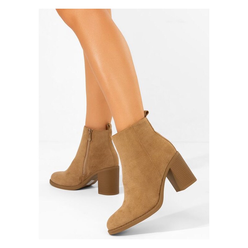 Zapatos Botine cu toc Desirea camel - GLAMI.ro