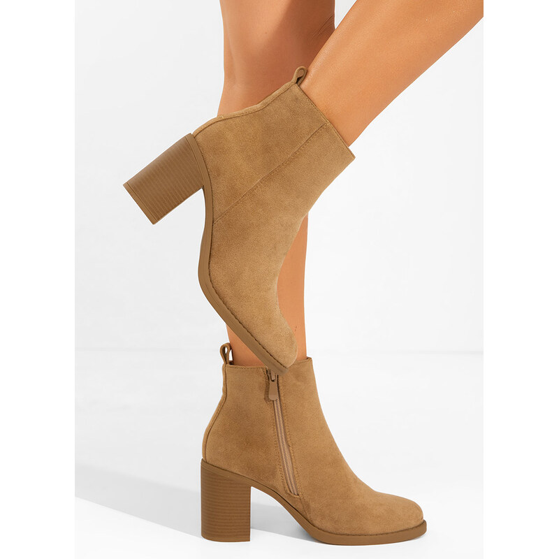 Zapatos Botine cu toc Desirea camel - GLAMI.ro